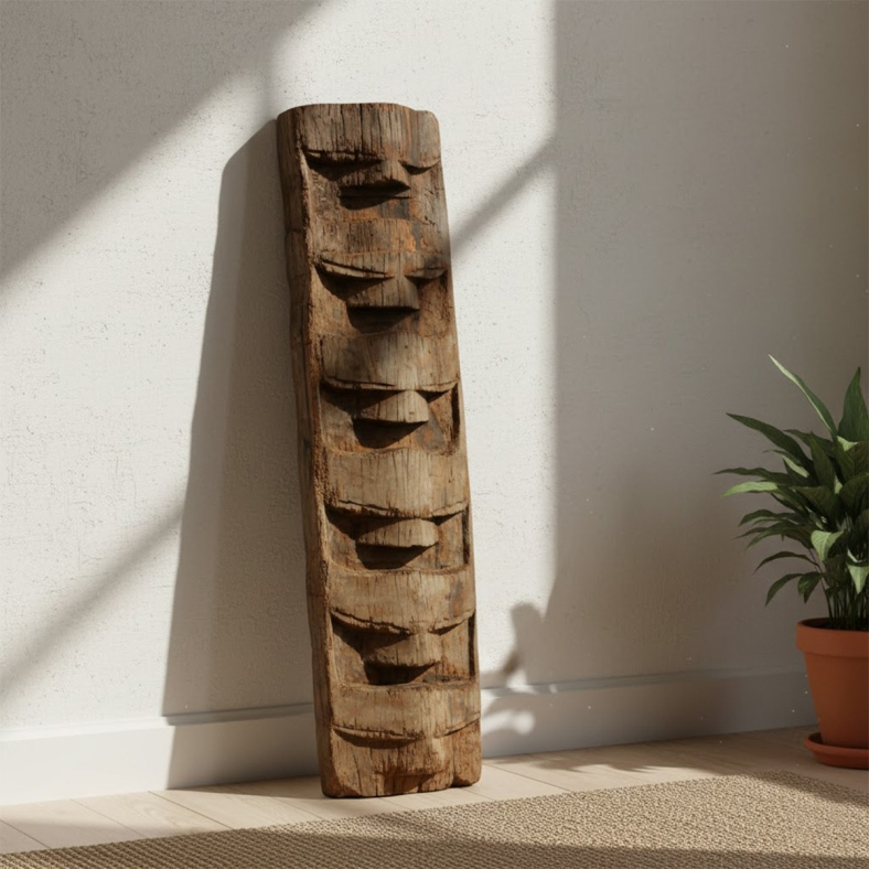Ferona Wooden Naga Wall Panel | Handcarved Teak Tribal Wall Art